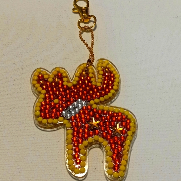 Accessories | Blingy Red Yellow Reindeer Keychain | Poshmark